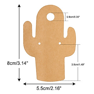 joycraft 100Pcs Cactus Earring Cards, 3.14"x2.16" Brown Earring Display Cards, Kraft Paper Hanging Display Cards, Personalized Jewelry Cards for Selling, Display, Retail, DIY Crafts