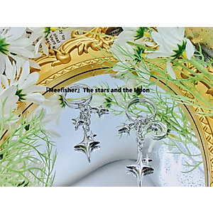 Meefisher Cute Star Keychain Aesthetic Accessories Stainless Steel Key Ring Purse Handbag Backpack Bag Charms Car Holder