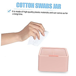 FOMIYES 2 Cotton Swab Plastic Box Organizing Box Cotton Swabs for Makeup Cotton Pad Dispenser Cotton Swab Canister Dispenser Case Apothecary Jar Organizer Storage Box Cotton Swabs Box