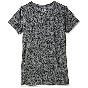 Under Armour Women's Tech Twist T-Shirt , Black (001)/Metallic Silver , Large