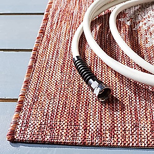 SAFAVIEH Courtyard Collection 9' x 12' Beige/Red CY8893 Indoor/ Outdoor Waterproof Easy-Cleaning Patio Backyard Mudroom Area-Rug