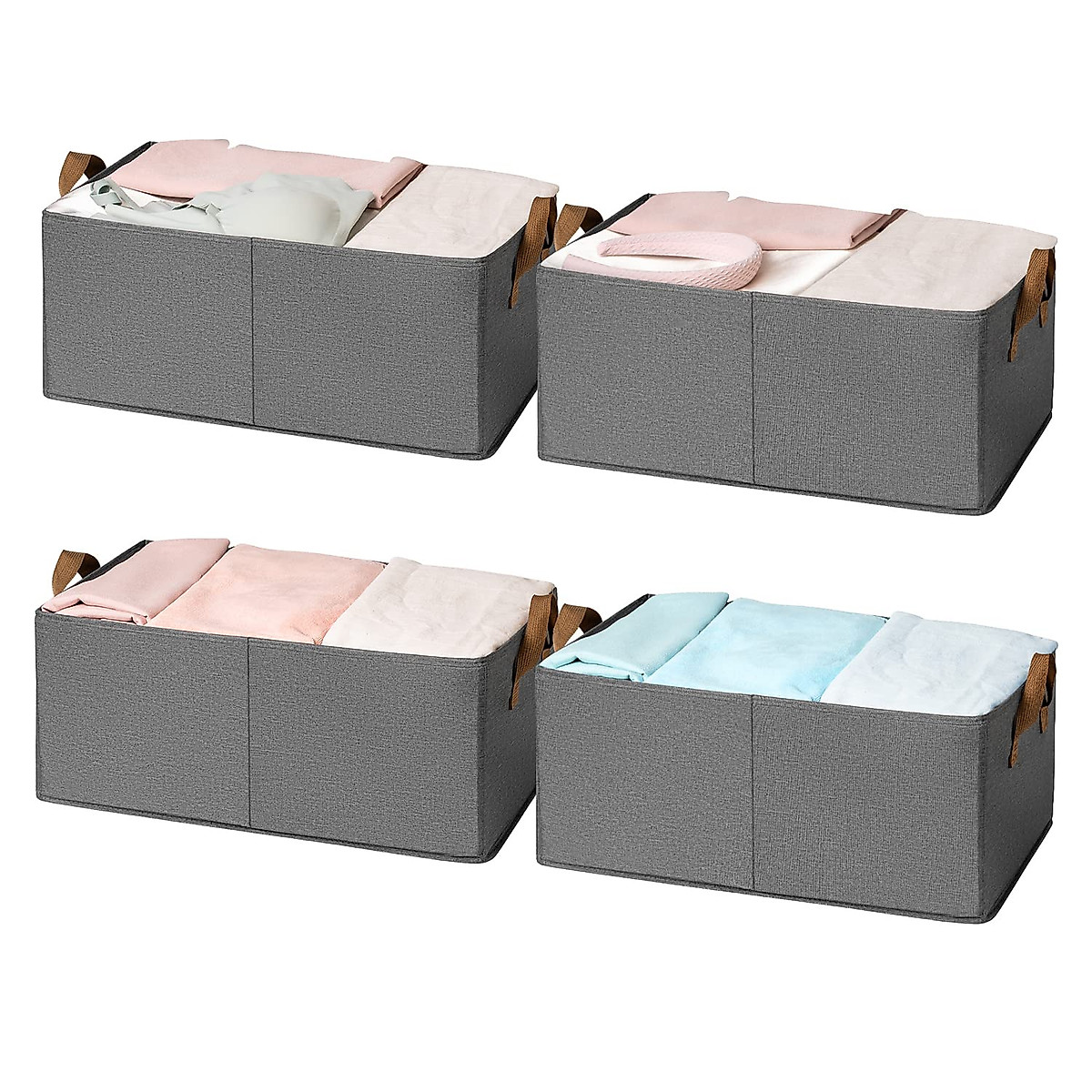 ORALSO Large Storage Baskets for Shelves, 18x11in Clothing Storage Bins with Handles, Foldable Rectangle Baskets, Closet Storage Containers Boxes Shelf