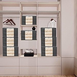 96L 8 Pack Large Storage Bags,Storage Bins With Lids And Handle,Clothes Storage Bins Foldable Closet Organizers Storage Containers For Clothing, Blanket, Comforters, Bed Sheets, Pillows and Toys