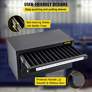 VEVOR Drill Bit Dispenser Cabinet, Three-Drawer Drill Bit Dispenser, Drill Bit Organizer Cabinet, Drill Dispenser Organizer Cabinet for Jobber Length Fractional Size 1/16" to 1/2" in 1/64" Increments