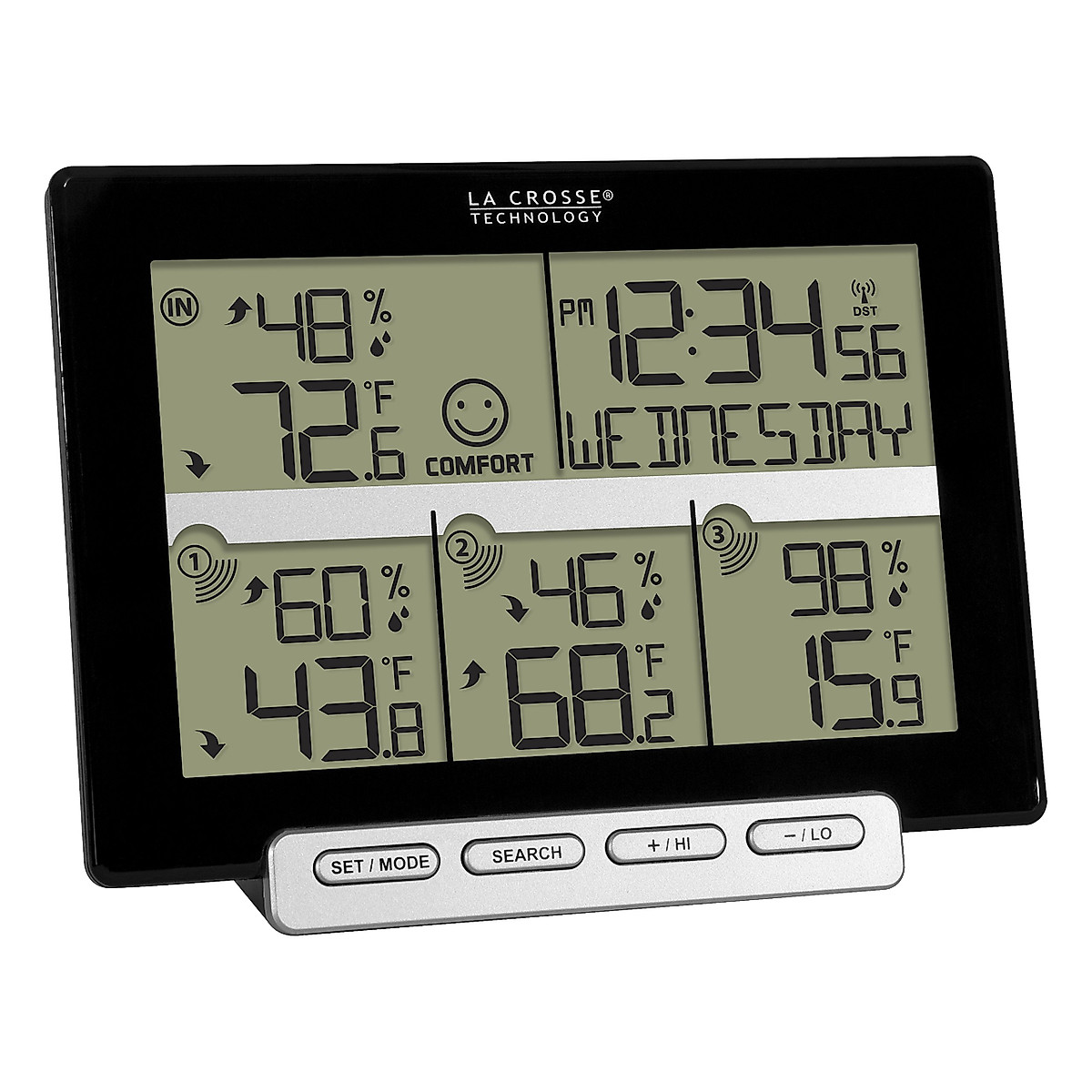 La Crosse Technology 308-1412-3TX-INT Wireless Weather Station (Including 3 Sensors) , Black