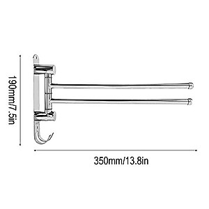 Oumefar Towel Rack, Wall Mounted Towels Rail Rust Resistant Easy To Install 304 Stainless Steel for with Hook for Bathroom(Two shots) Plumbingfixtures