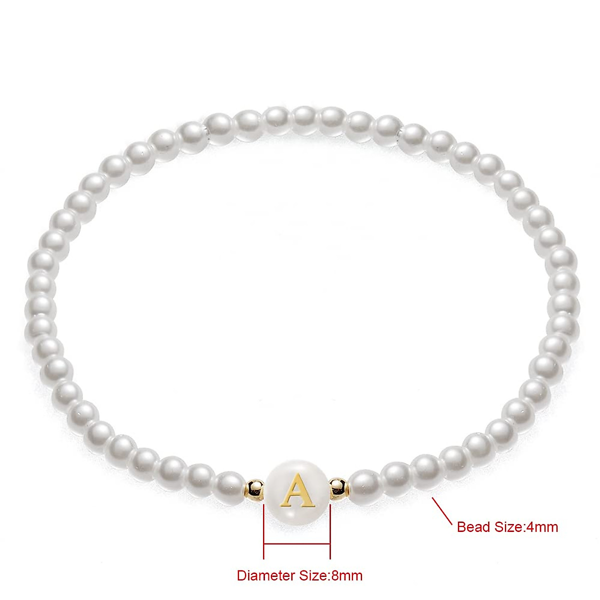 Gold Pearl Bracelets for Women Trendy Dainty Initial Bracelet,Strand Beaded 14k Gold Plated Bracelets for Women,Fashion Charm Womens Bracelets Jewelry Gifts