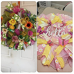 TONIFUL Green and White Wired Burlap Ribbon, 2.5 inch x 6yd, Green Plaid Check Ribbons for St Patrick's Day Decor，Spring Summer Wreath Making, Bows Crafts Gift Wrapping