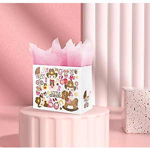 ysmile Cowgirl Large Gift Bag with Wrapping Tissue for Baby Shower 12.6" - Girl