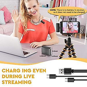 2 Pack Wireless Lavalier Microphone for iPhone iPad with Charging Case, Intelligent Noise Reduction Clip on Lapel Microphone Wireless for Video Recording Vlogging, YouTube, Interview, 65ft