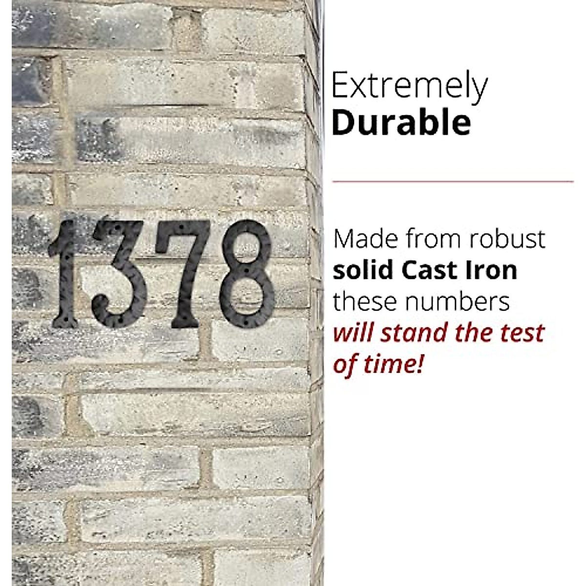 NACH House Numbers for Outside, 8 inch Black Address Numbers for House - Number 9 - Rustic Numbers for Outside with Mounting Hardware