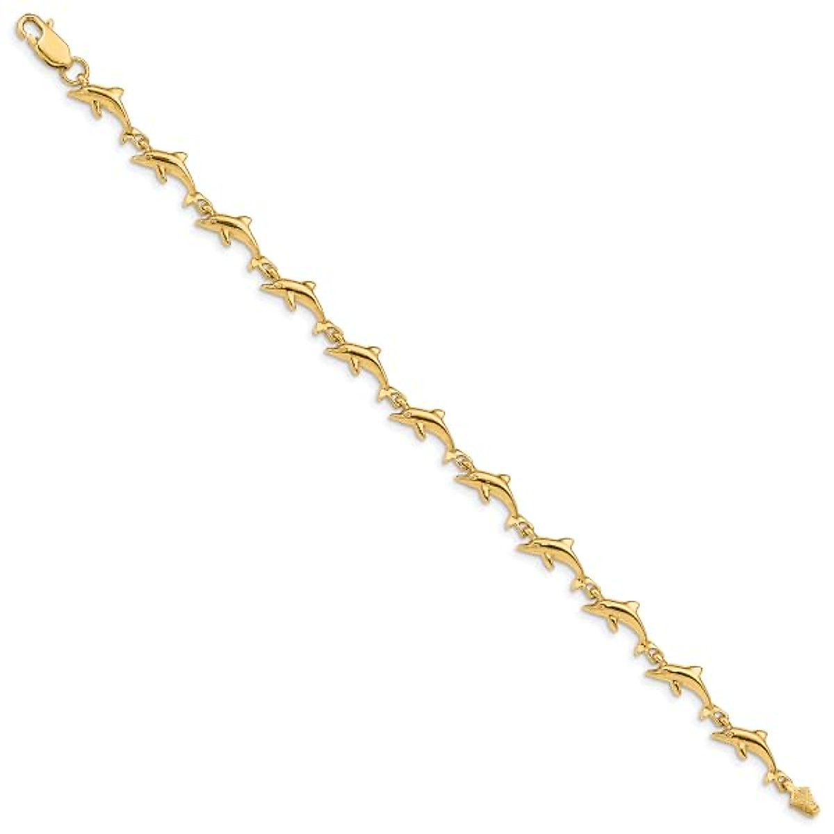 IceCarats 14K Yellow Gold Sea Dolphin Ocean Fish Beach Nautical Chain Charm Bracelet