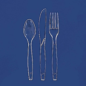 Party Bargains Disposable Cutlery set, SAPPHIRE Design, Clear Color, 360 Pieces: 180 Forks, 120 Spoons, 60 Knives