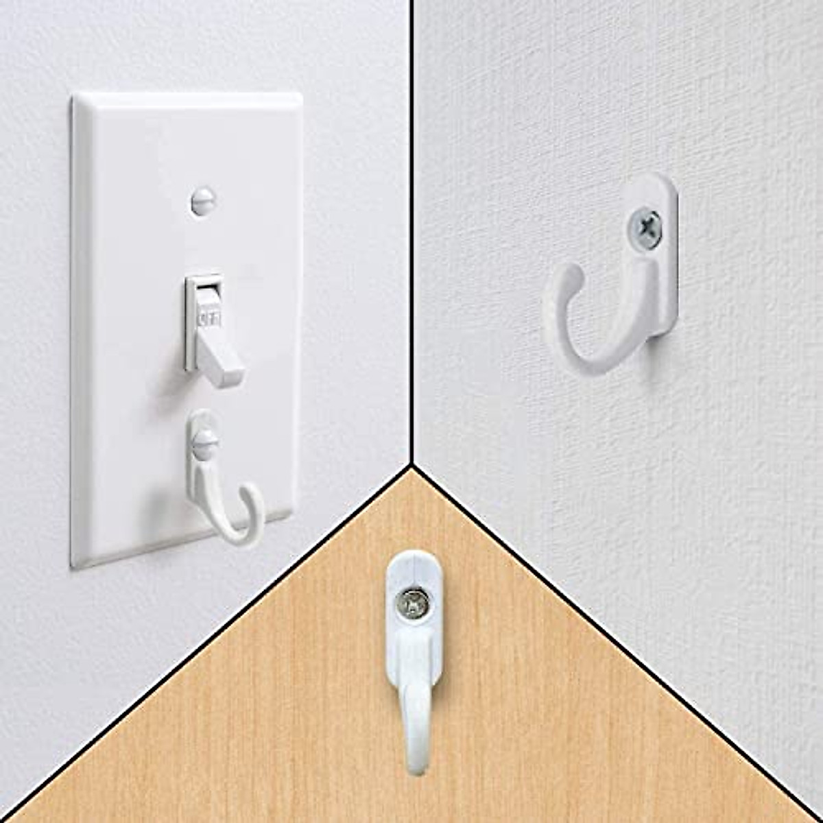 Light Switch Hooks, Chanvoo 10 Pack Wall Mounted Tiny Robe Hook with 20 Screws Wall Coat Hooks for Hanging Coat, Scarf, Bag, Towel, Key, Hat (White)