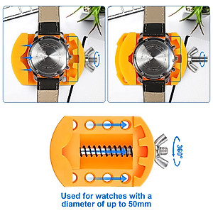 JOREST Watch Battery Replacement Tool Kit, Watch Wrench Back Remover for Rotate Open Watch Cover, Watch Case Opener Set with Watch Back Remover Holder, Only for Grooved Watches