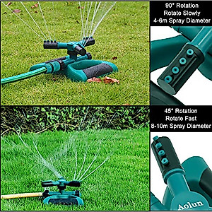Garden Sprinkler Yard, Automatic 360 Rotating 3 Arms Adjustable Garden Water Lawn Sprinkler for Garden & Lawn Irrigation