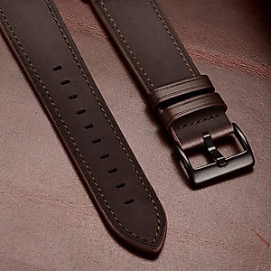 Leather Bands Compatible for Google Pixel Watch Band Leather for Men, Pixel Watch Wristband Adjustable Clasp Strap for Google Pixel Watch (Brown/Black)