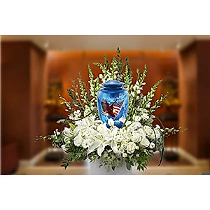 American Glory Urn, American Flag with Eagle Cremation Urn for Ashes, American Flag Soaring Eagle Urn, Patriotic Urn, Adult American Eagle Urn with Velvet Bag (Large)