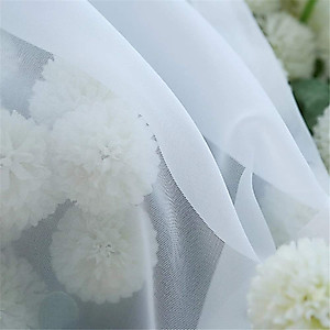 WPKIRA 1 Panel Ribbon Tie Up Solid White Roman Curtain Transparent Sheer Voile Balloon Shades with Solid Stripes Lift Sheer Curtain Drapes Voile Valances Cafe Kitchen W39 x L55 Inch