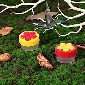 Hand Hummingbird Feeder 4 Pieces Window Flower Hummingbird Feeder Mini Handheld Hummingbird Feeder Humming Bird Feeder Wild Bird Feeders with Cleaning Brush for Outdoor Supplies, Red and Yellow