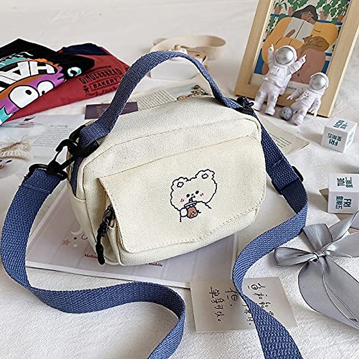 MBVBN Kawaii Purse Crossbody Bag Kawaii Wallet Kawaii Crossbody Bag Kawaii Corduroy Purse Mini (Beige)