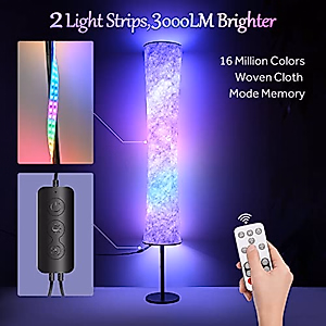sdaiv RGB Led Floor Lamps, DIY Mode Color Changing Lamp with Alexa & Google APP Control, Music Sync Light for Living Room Bedroom (Round)