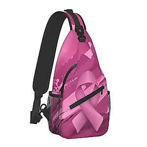 KUOAICY Breast Cancer Pink Ribbon Crossbody Bags For Women Men Chest Shoulde Hiking Travel Accessories Daypacks, One Size