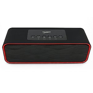 Portable Bluetooth Stereo Speaker, with 2x5W Acoustic Drivers, Dual Subwoofer, FM Radio, Handsfree Speakerphone, Slots for Micro SD Card, USB and AUX-in, for Smart Phone, MP3, MP4, iPad, Tablet
