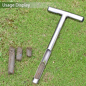 Soil Probe 12 Inch with 2 Bags, Soil Sample Probe for Lawn House Plants, T-Handle Soil Sampler Probe Rod Tool Set, Stainless Steel Soil Test Kits Tool for Soil Sampling