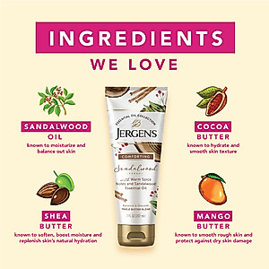 Jergens Sandalwood Body Butter Lotion, Moisturizer Infused with Sandalwood Essential Oil, For All Skin Types, 7 Oz
