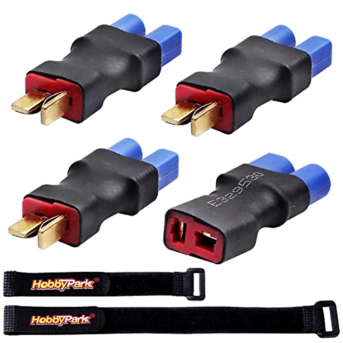 Hobbypark T Plug Deans Style to EC3 Connector Plugs Adapter RC Lipo Battery Charger Conversion with Battery Straps