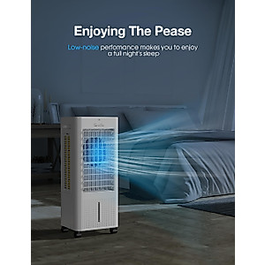 Grelife Portable Evaporative Air Cooler, 3-IN-1 Air Cooler Cooling Fan with Remote Control, 12H Timer, 4 Ice Packs, 1.58Gal Water Tank, 3 Modes, 3 Speeds, Personal Swamp Cooler for Bedroom(BLACK)