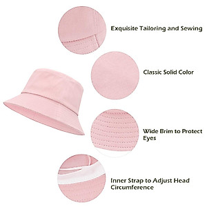 Durio Pink Bucket Hats for Women Teens Travel Summer Packable Beach Sun Hat D Pink