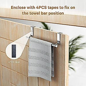 Mosuch Stainless Steel Over Door Towel Rack Bar Holders for Universal Fit on Over Cabinet Cupboard Doors 2 Pack