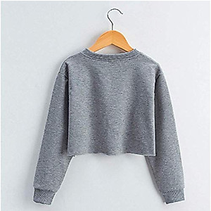 XLXUXU Girls Crop Tops Sweatshirts Kids Cute Long Sleeve Printings Fashion Pullover Shirt Best Friends Grey