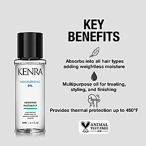 Kenra Moisturizing Oil | Lightweight Hydrating Oil | Absorbs Instantly | Multipurpose Oil For Treating, Styling, & Finishing | Provides Thermal Protection | All Hair Types | 2.7 fl. Oz