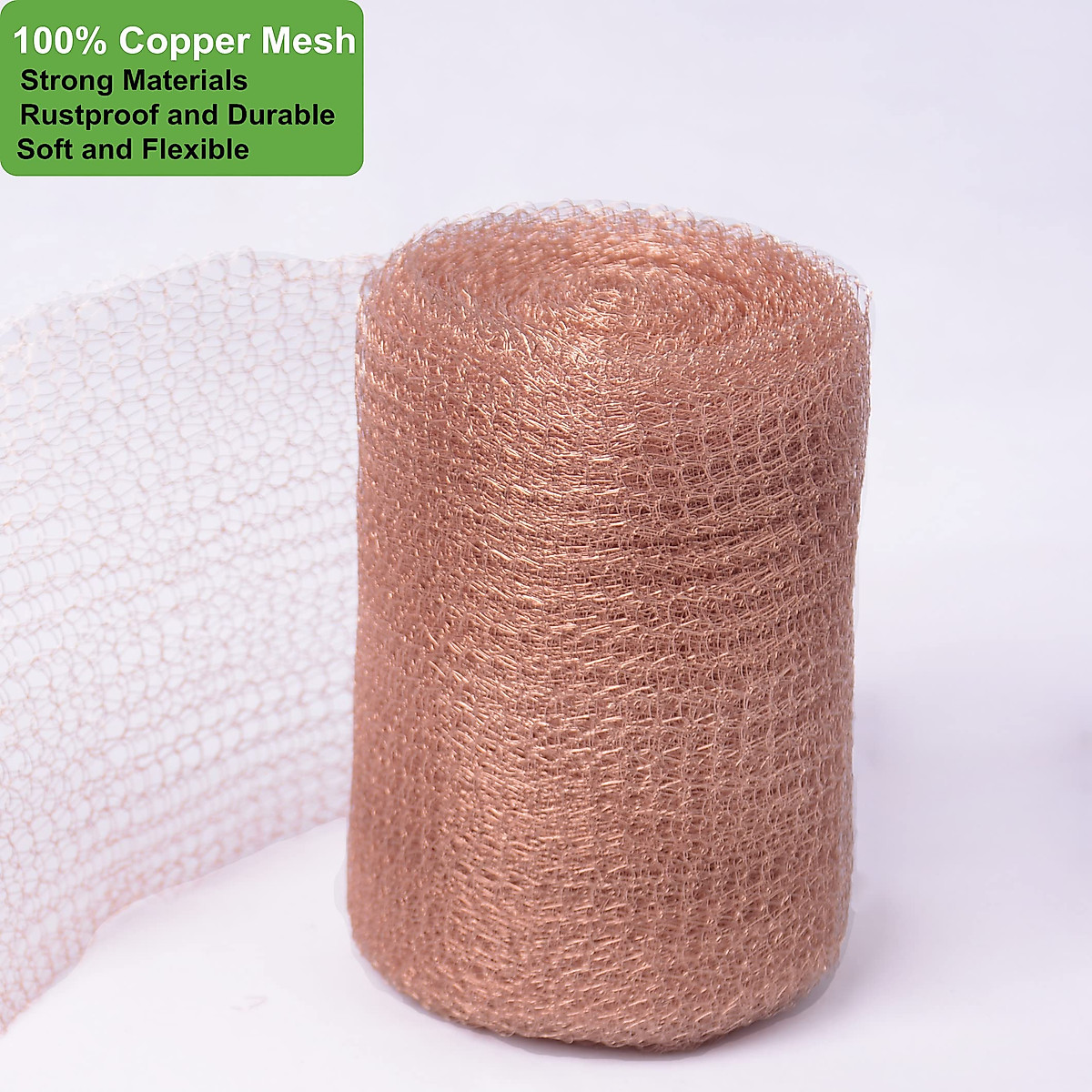 YAGJIA Copper Mesh Rodent Control, 5 in x 32 ft Pure Copper Wire Mesh, Rustproof Copper Mesh Roll, Double Layer Rodent Mesh Barrier for Hole Blocking