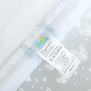 Waterproof Pack n Play Fitted Sheets 2 Pack,100% Cotton Mini Crib Mattress Cover Protector 38" X 25" Fits for Baby Playpen/Playard Mattress, Portable Crib Sheet, White & Grey Star Print
