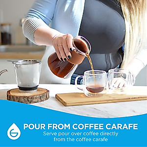 GROSCHE Amsterdam Glass Pour Over Coffee Maker - Single Cup Manual Dripper Brewer w/Removable Glass Top & Permanent Stainless Steel Filter - 27.6 fl oz - Ideal for Home, Camping, & On-the-Go Brewing