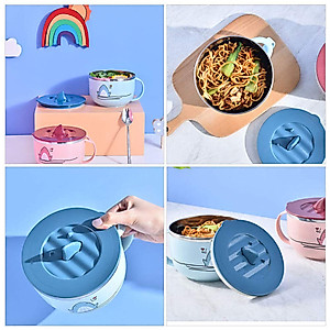 Cabilock 1000 Stainless Steel Instant Noodle Bowl Reusable Bento Bowls Lidded Noodle Bowl Salad Mixing Bowl Container Noodle Lunch Bowl 304 Stainless Steel Student Food Bowl with Cover