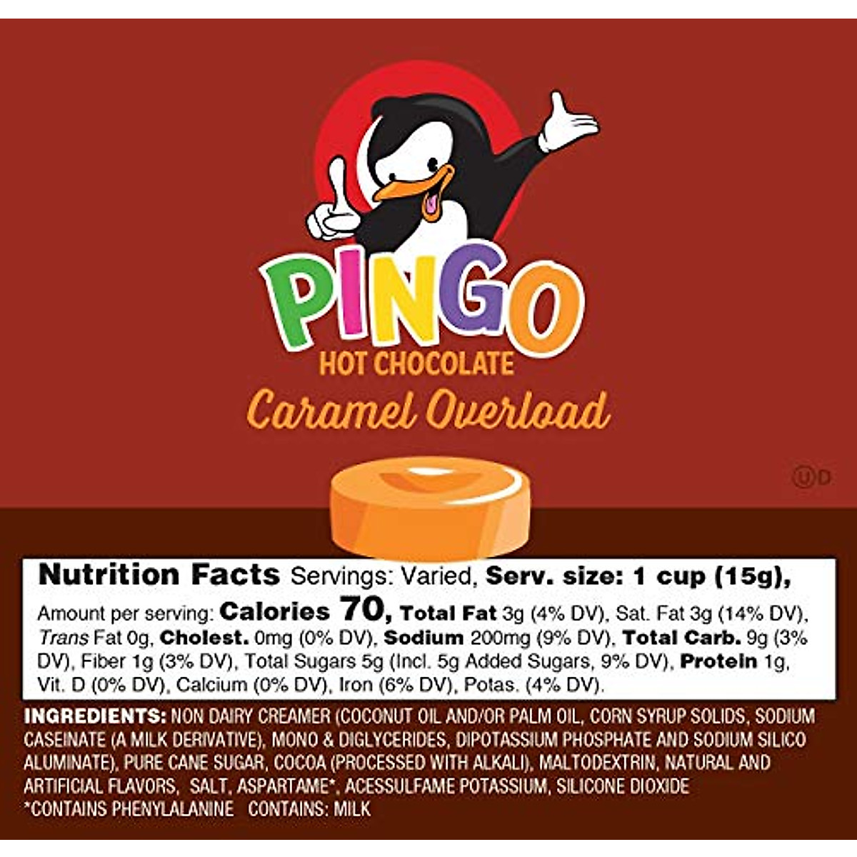 Pingo Hot Chocolate Pods for Keurig K-Cup Brewers, Caramel Overload 40 Count
