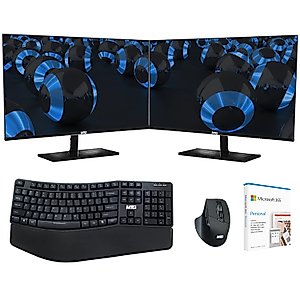 TechMagnet All in one Desktop Computer, Cheetah 6, Intel Core i5 6th Gen 2.5 GHz, 8GB DDR3, 240GB SSD, Dual 27 inch Monitor, MTG Wireless Ergonomic Keyboard Mouse, Office 365, Win10 Pro (Renewed)