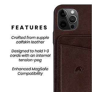 Bullstrap Premium Leather MagSafe Wallet Compatible with All MagSafe iPhone Cases, Bourbon Brown