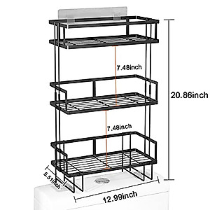 Bathroom Organizer Counter Shelf, Over The Toilet Storage, 3-Tier Bathroom Organizer Shelves, Multifunctional Toilet Rack,No Drilling Space Saver with Wall Mounting Design