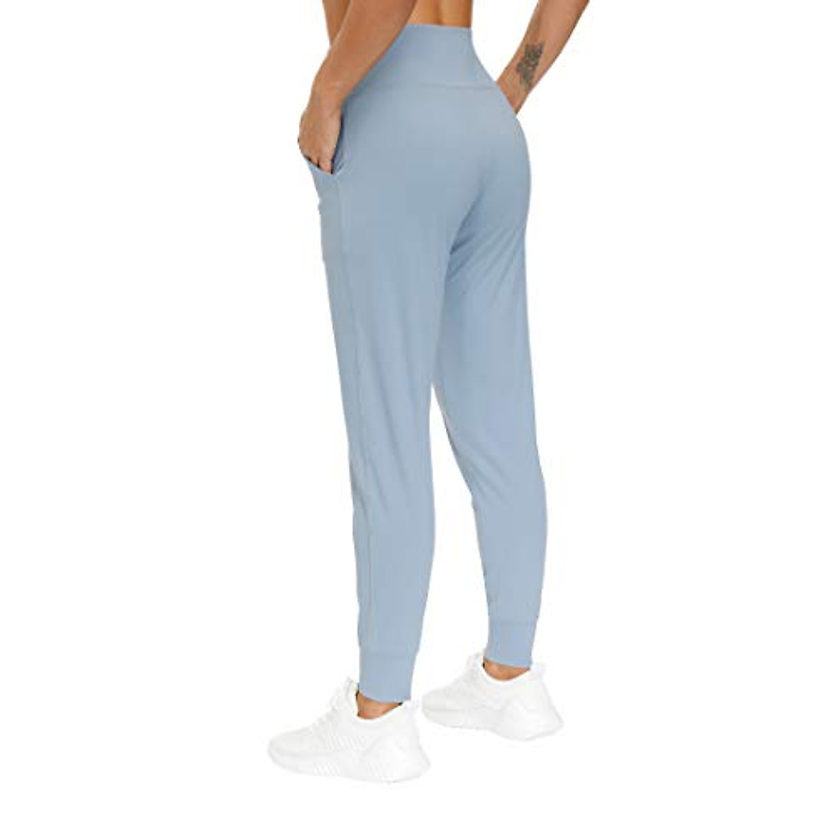 THE GYM PEOPLE Women's Joggers Pants Lightweight Athletic Leggings Tapered Lounge Pants for Workout, Yoga, Running (Medium, Denim Blue)