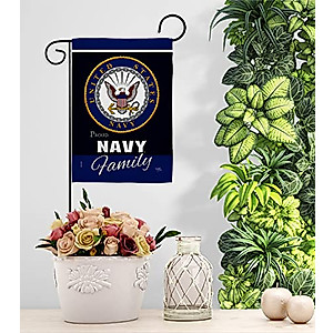 Breeze Decor Navy Proudly Family Garden Flag - Armed Forces USN Seabee United State American Military Veteran Retire Official - House Decoration Banner Small Yard Gift Double-Sided Made In USA
