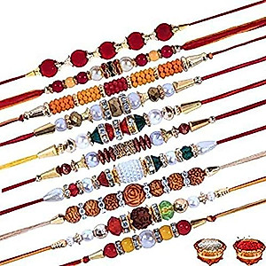 Rakhi Raksha Bandhan Rakhi For Bhabhi Rakhi For Bhabhi Rakhi For Brother Rakhadi Rakhdi Rakhi Bracelate (Multicolor) Pack of 10