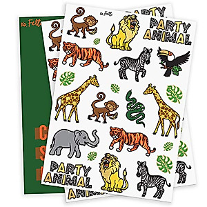 xo, Fetti Jungle Temporary Tattoos for Kids - 30 styles | Zoo, Boys + Girl Craft, Birthday Party Supplies, Safari Baby Shower
