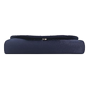 WIGUYUN Women Elegant Clutch Purse Rhinestones Pleated Wedding Clutch Handbag with Chain Formal Evening Bag Blue
