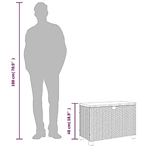 vidaXL Patio Storage Box with Lid Outdoor Cushion Bench Seat Beige PE Poly Rattan Acacia Wood – 31.5"x15.7"x18.9"